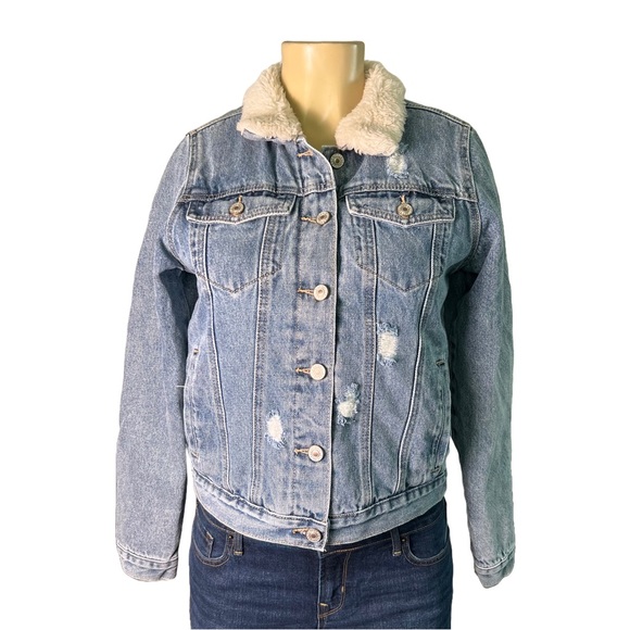 Legend | Jackets & Coats | Legend Jean Jacket Distressed Look With Faux ...